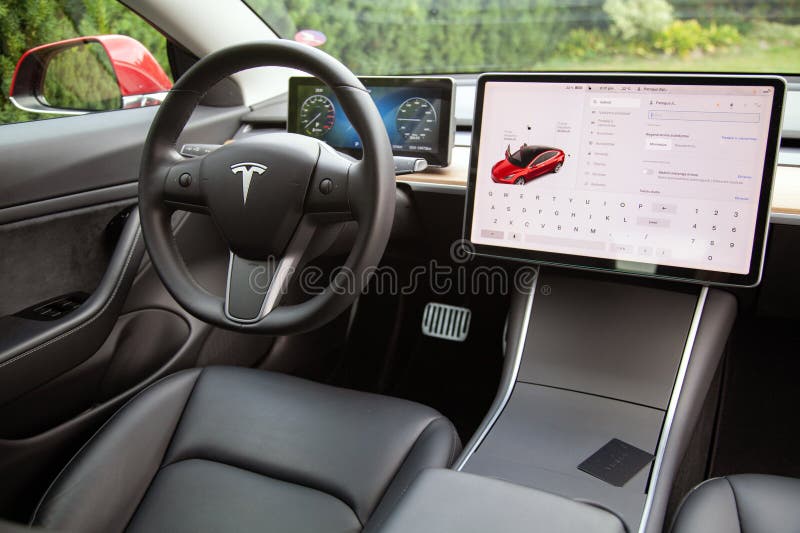 Tesla Model 3 inside editorial image. Image of allelectric - 347839060