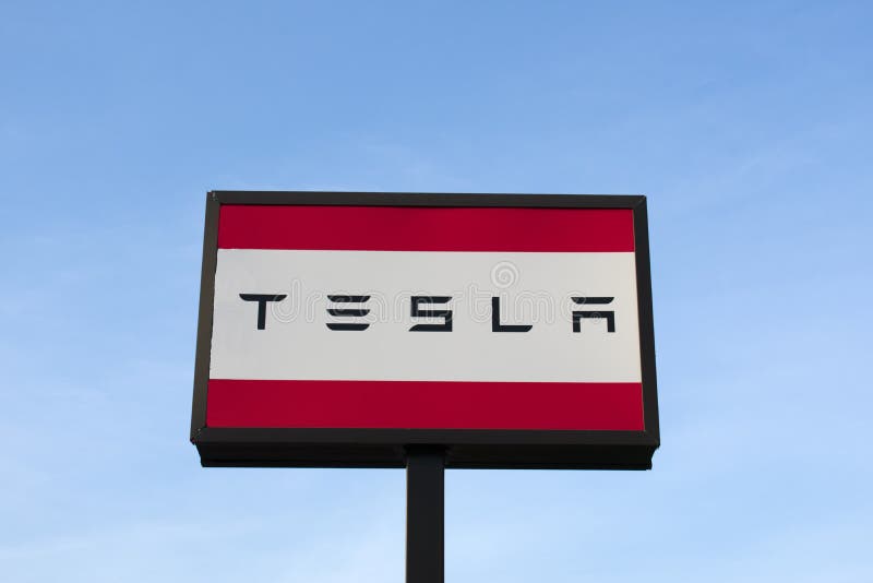 Tesla Sign Displayed On The Exterior Wall Of Tesla Factory, Automobile ...