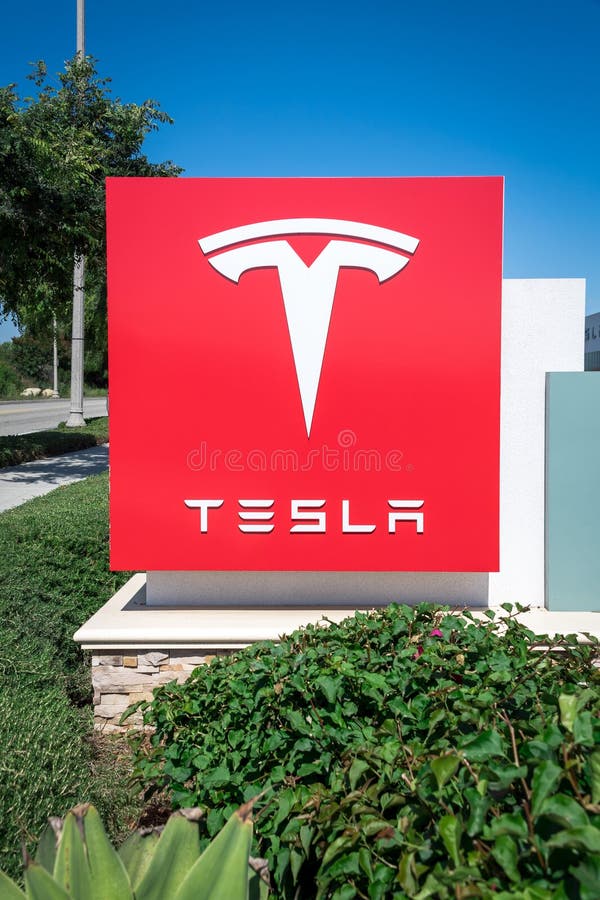Tesla Signage at Entrance II - Portrait Editorial Image - Image of ...