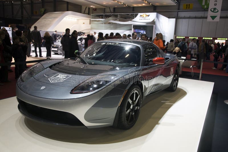 Tesla Tri-color Tag Heuer Roadster Editorial Image - Image of ...