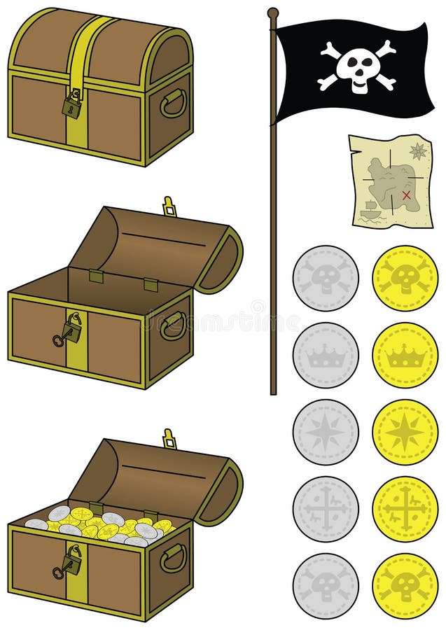 Tesoro del pirata ilustración del vector. Ilustración de arte - 34767425