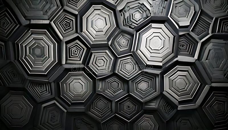 A Tessellated Pattern of Nested, Dark Gray Octagons Creates a Complex ...