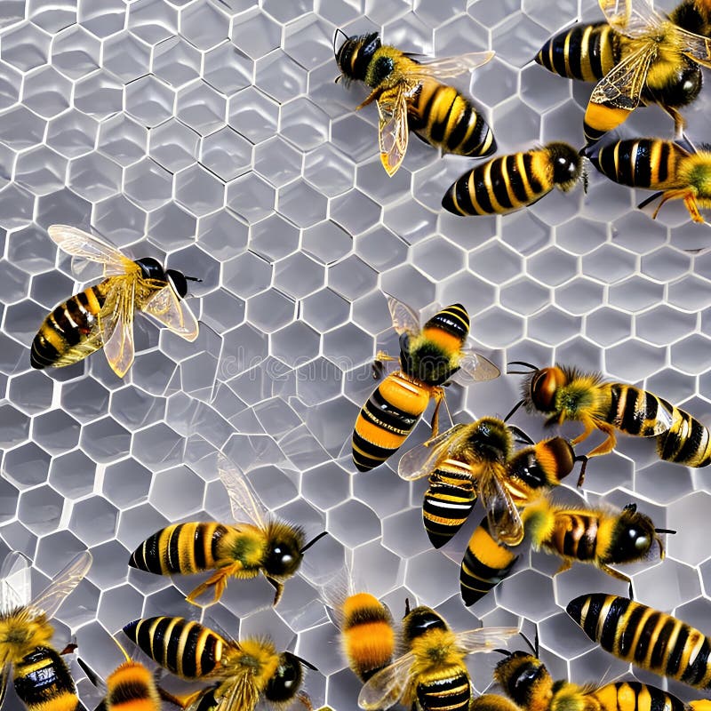 A Tessellation of Bees in Various Sizes and Colors, Buzzing in ...