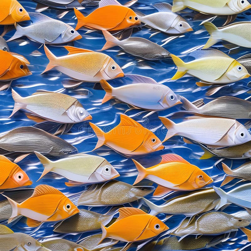 A Tessellation of Fish in Various Sizes and Colors, Swimming in ...