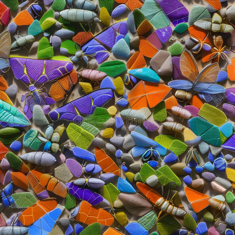 A Tessellation of Insects in Various Sizes and Colors, Crawling in ...