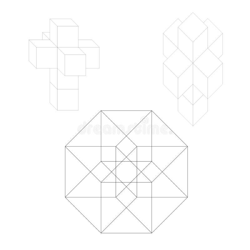 4 Dimensional Hypercube Tesseract Rotating in Outer Space and Stars ...
