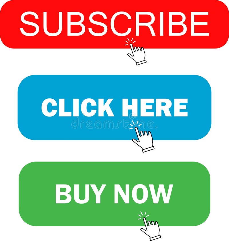 Subscribe Red Button Button Icon, Buy Now Icon with Finger Cursor Click ...