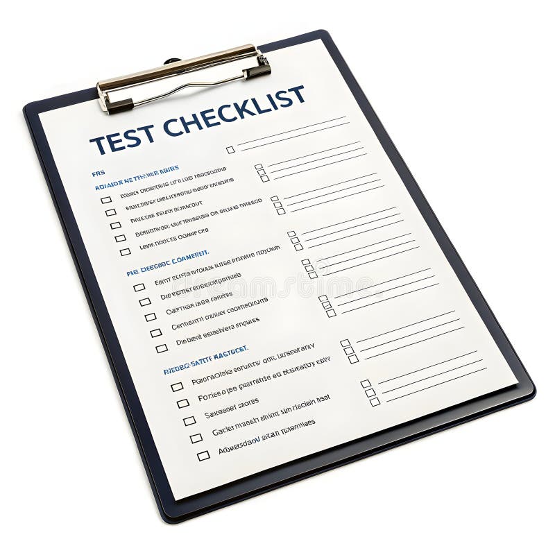 Test Checklist Document Isolated on White Background Stock Illustration ...