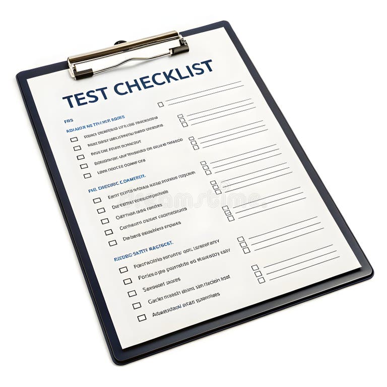 Test Checklist Document Isolated on White Background Stock Illustration ...