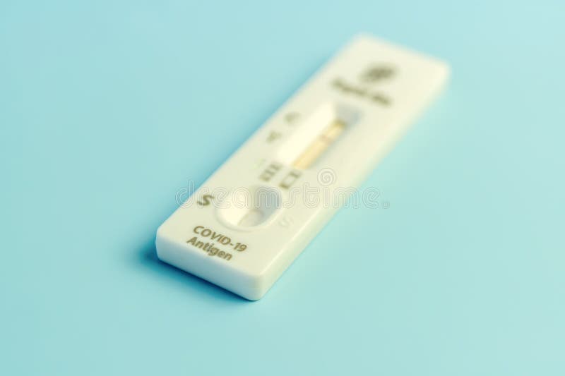 Test for Coronavirus, Covid-19 on Blue Background. New, Positive and ...