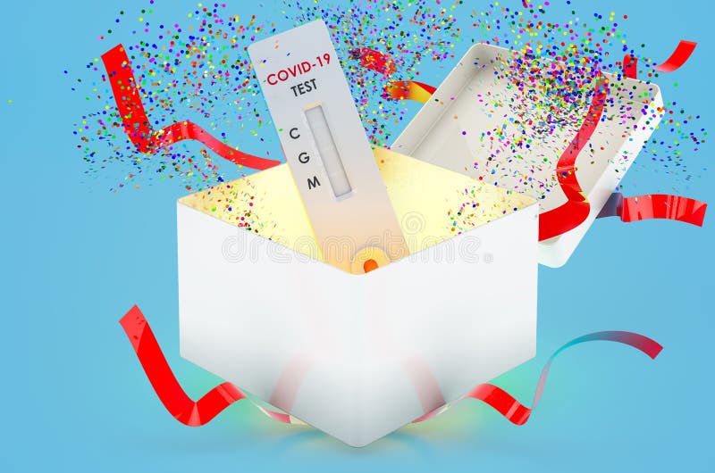 Test COVID-19 Coronavirus, Rapid Test Cassette Inside Gift Box, 3D ...