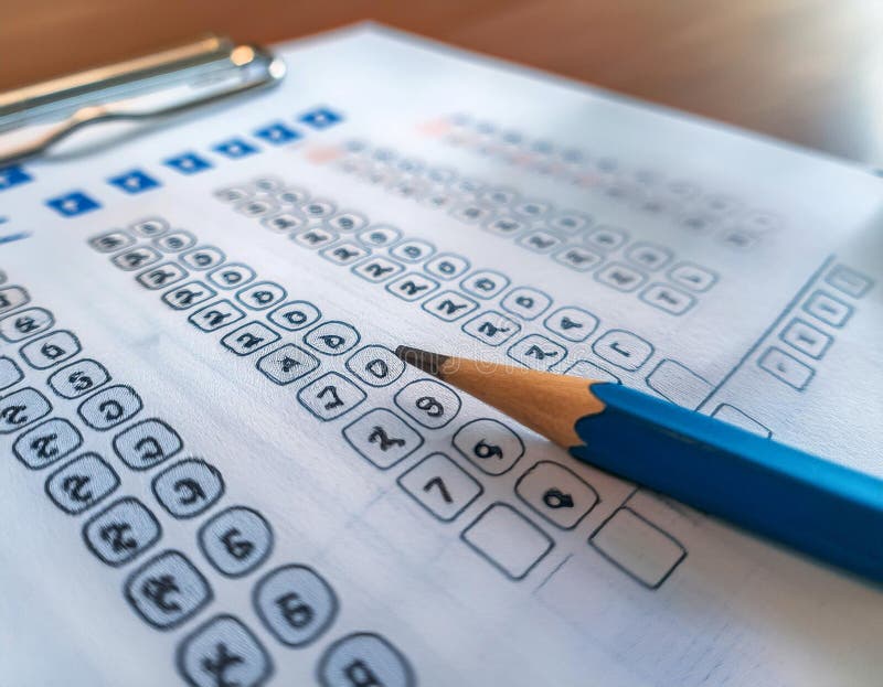 Test and Examination Materials Featuring Elements Like a Pencil, Paper ...