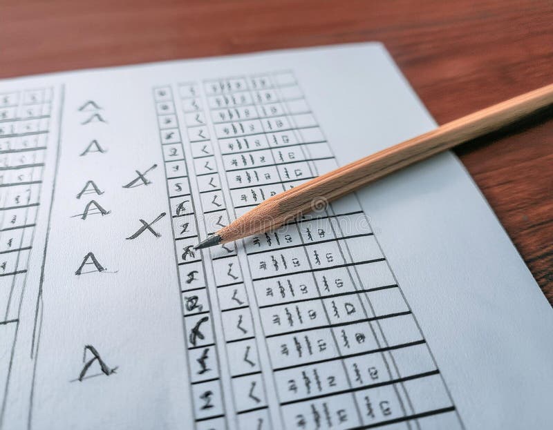 Test and Examination Materials Featuring Elements Like a Pencil, Paper ...