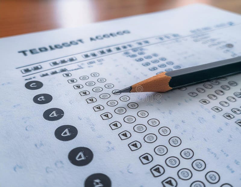 Test and Examination Materials Featuring Elements Like a Pencil, Paper ...
