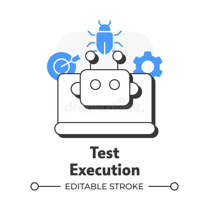 Test Execution Flat Outline Concept Icon Stock Illustration ...