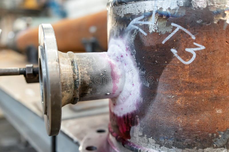 Test Fillet Welds by Method Dye Penetrant Control Stock Photo - Image ...