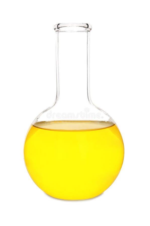 Flask with yellow liquid stock photo. Image of scientific - 44842824
