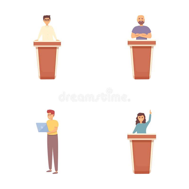 Test Game Icons Set Cartoon . People Testing Game Application Stock ...