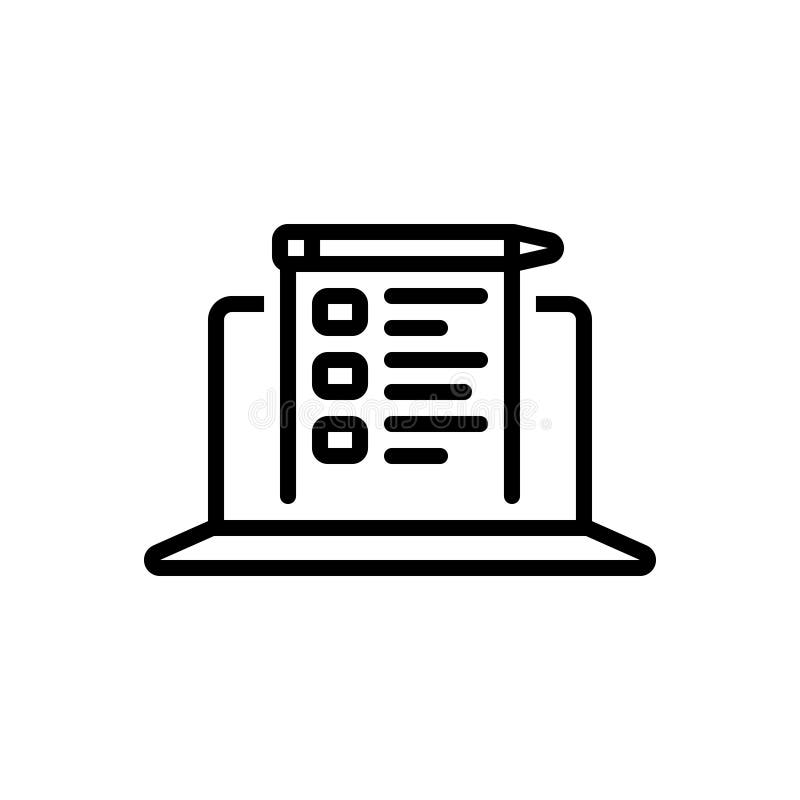 Black Line Icon for Test, Document and Online Stock Vector ...
