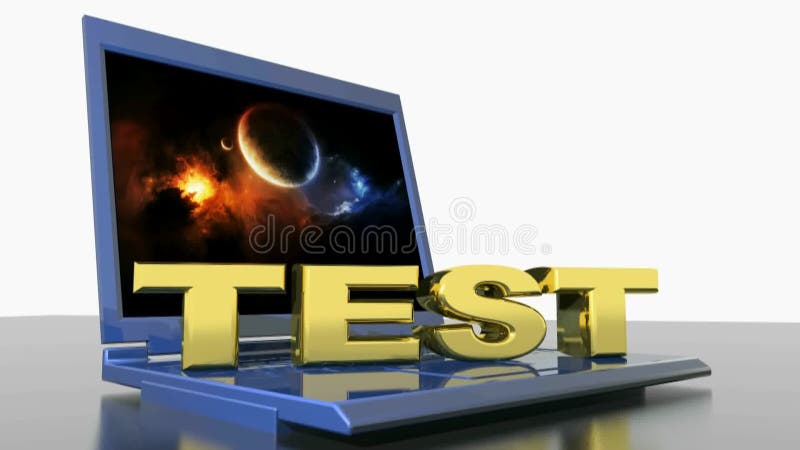TEST on Laptop Computer - 3D Rendering Video Stock Video - Video of ...