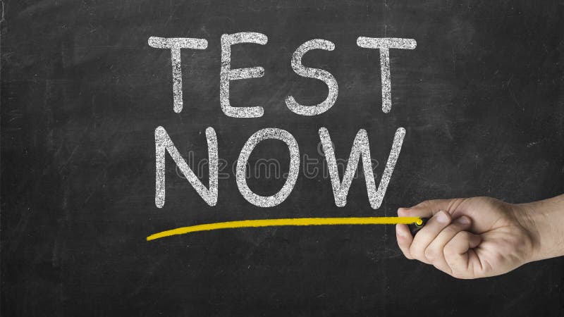 Test now inscription stock image. Image of concept, hand - 110498071