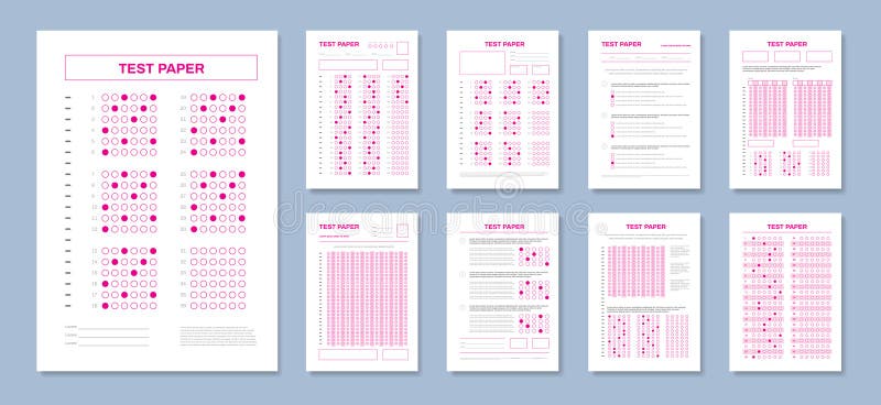 Test Paper Answers Set stock vector. Illustration of document - 288991371