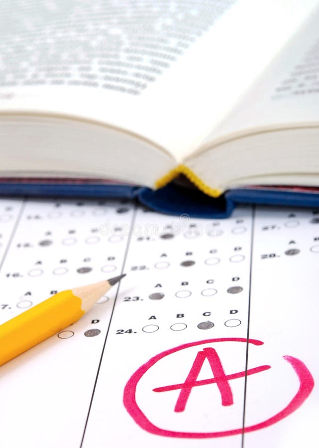 School and Education. Test Score Sheet with Answers Stock Photo - Image ...