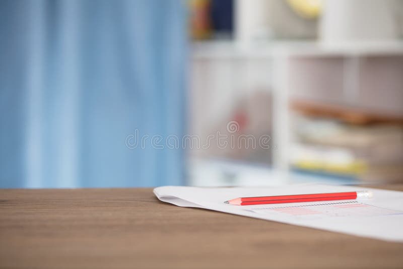 Test Papers and Answer Sheets on the Table Stock Image - Image of ...