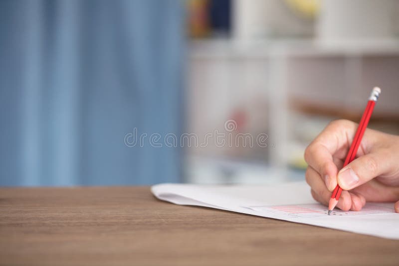 Test Papers and Answer Sheets on the Table Stock Image - Image of ...