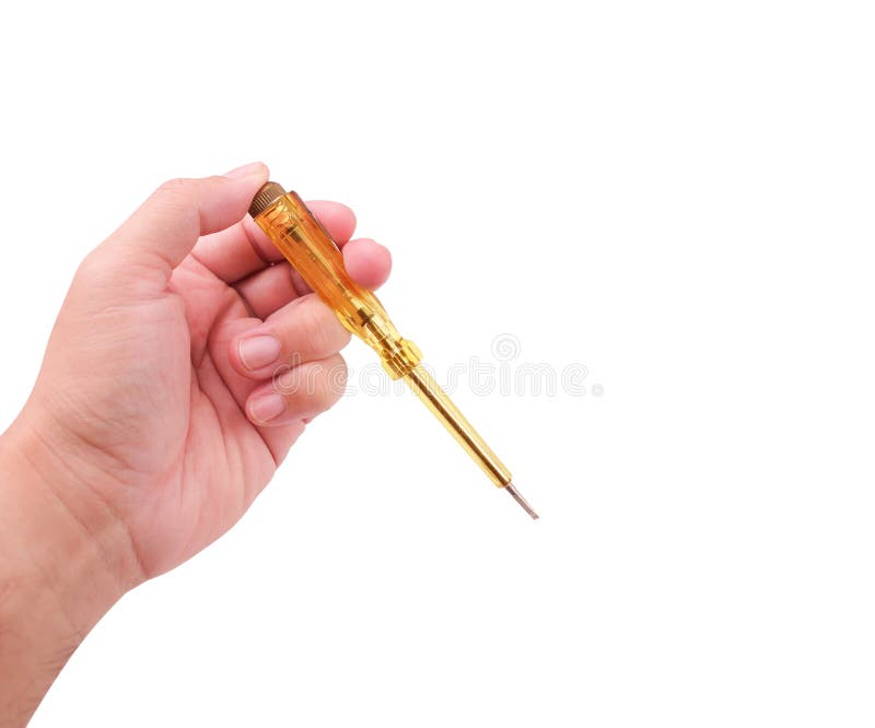 Test Pencil or Low Voltage Tester in Hand Isolated on White Background ...