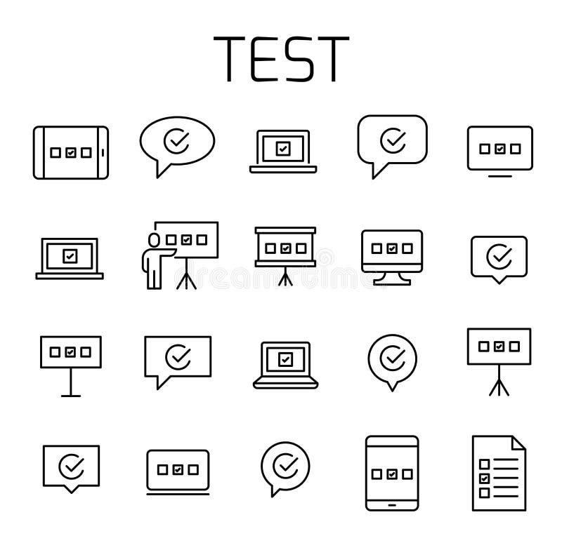 Test Related Vector Icon Set Stock Vector - Illustration of computer ...