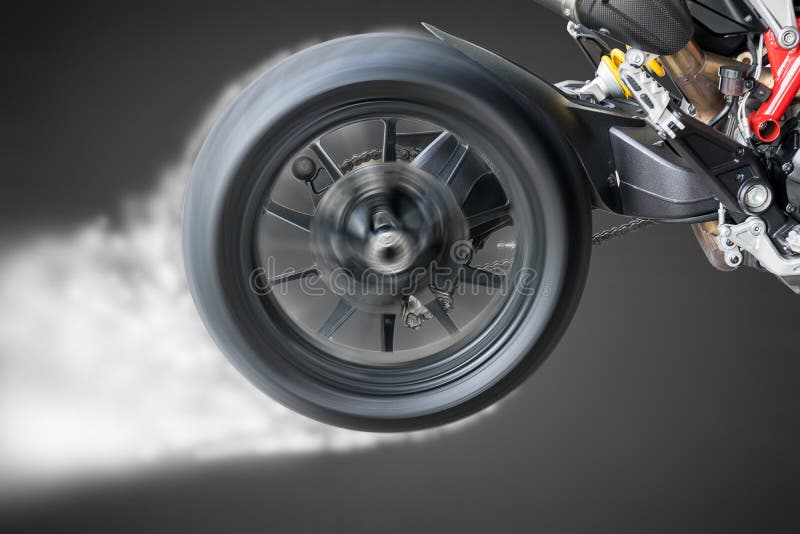 Test the Rotation of the Wheel of a Motorcycle Tire. Stock Image ...