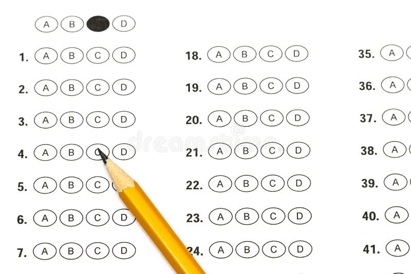 School and Education. Test Score Sheet with Answers Stock Photo - Image ...