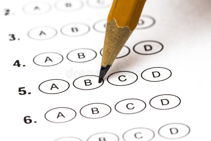 Test Score Sheet with Answers and Pencil . Closeup Stock Photo - Image ...