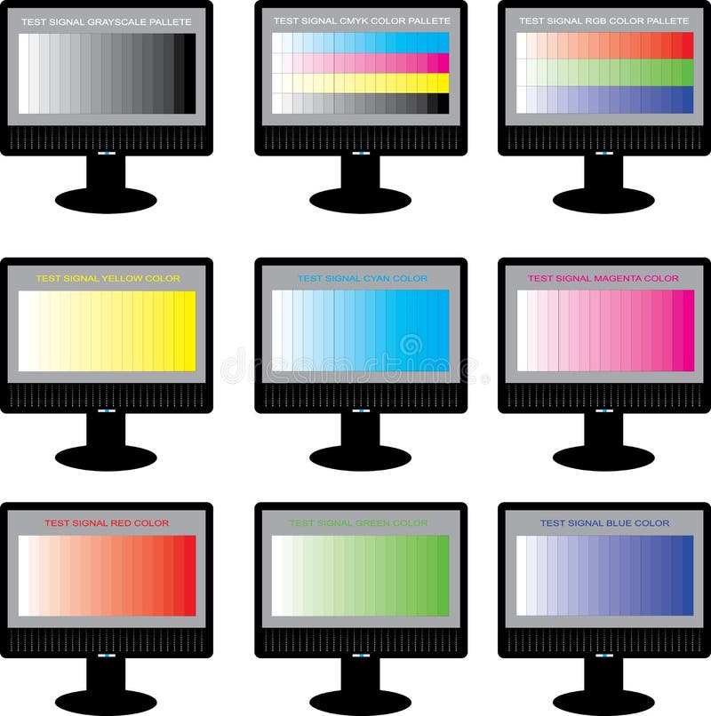 Test Signal on the Monitor. Icon Set Stock Vector - Illustration of ...