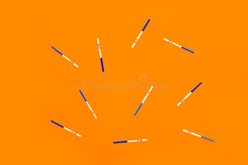 The Test a Strip on Pregnancy with Negative Result on a Red Background ...