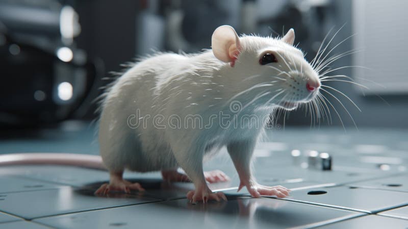 Test Subject White Rat in Lab Setting Stock Illustration - Illustration ...