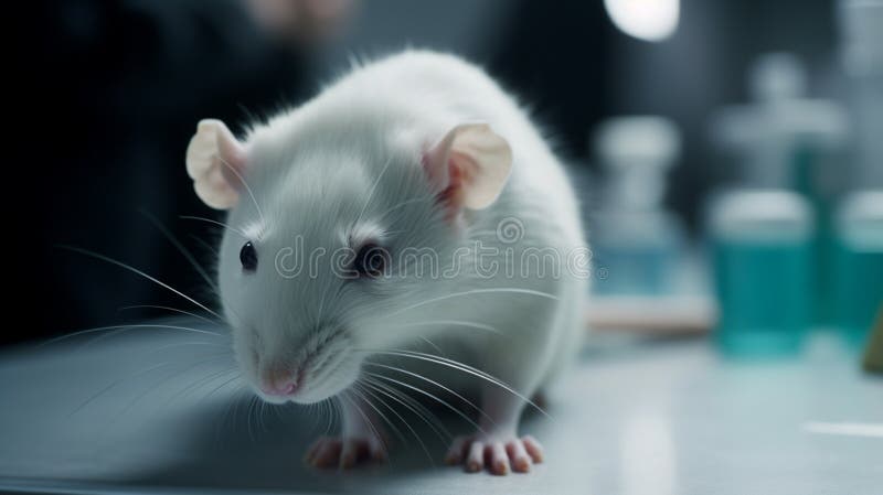 Test Subject White Rat in Lab Setting Stock Illustration - Illustration ...