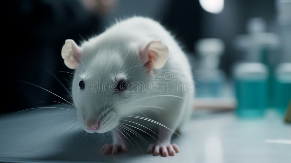Test Subject White Rat in Lab Setting Stock Illustration - Illustration ...