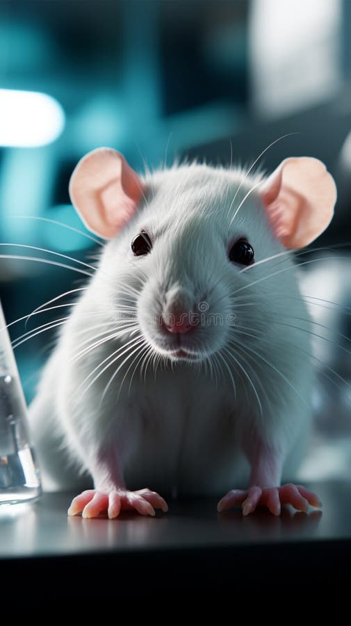 Test Subject White Rat in Lab Setting Stock Illustration - Illustration ...