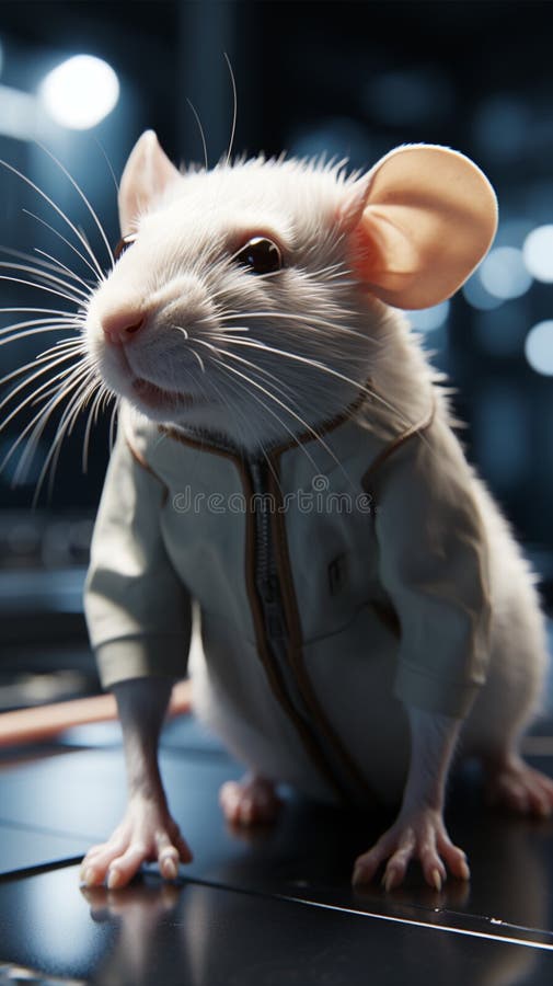 Test Subject White Rat in Lab Setting Stock Illustration - Illustration ...