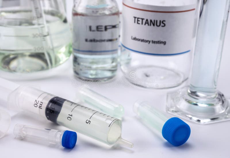 Test Tetanus in Laboratory, Syringe with Medication for Sampling ...