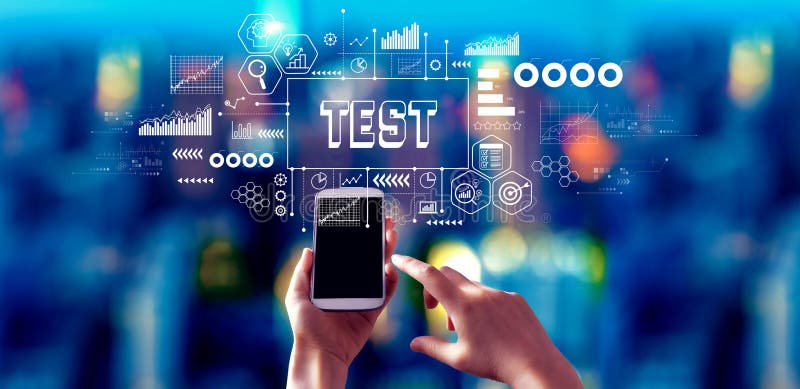 Test Theme with Person Using a Smartphone at Night Stock Image - Image ...