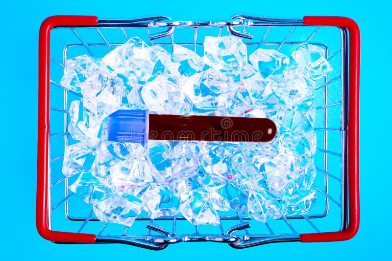 Test Tube with Blood in Ice. Blood Test. Biotest Stock Photo - Image of ...