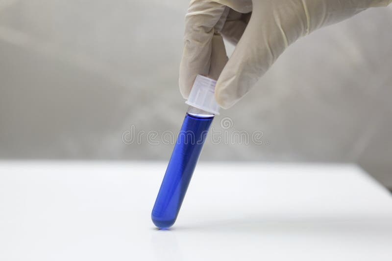 Test-tube with Blue Liquid in Bio Lab Stock Photo - Image of ...