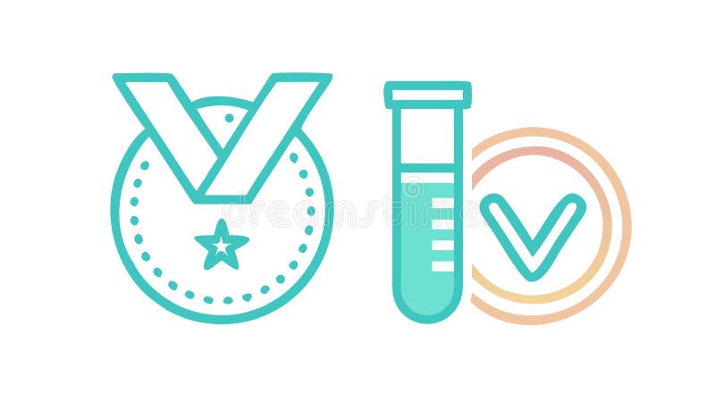 Test Tube with Checkmark Medal for Lab Success, Vector Design ...