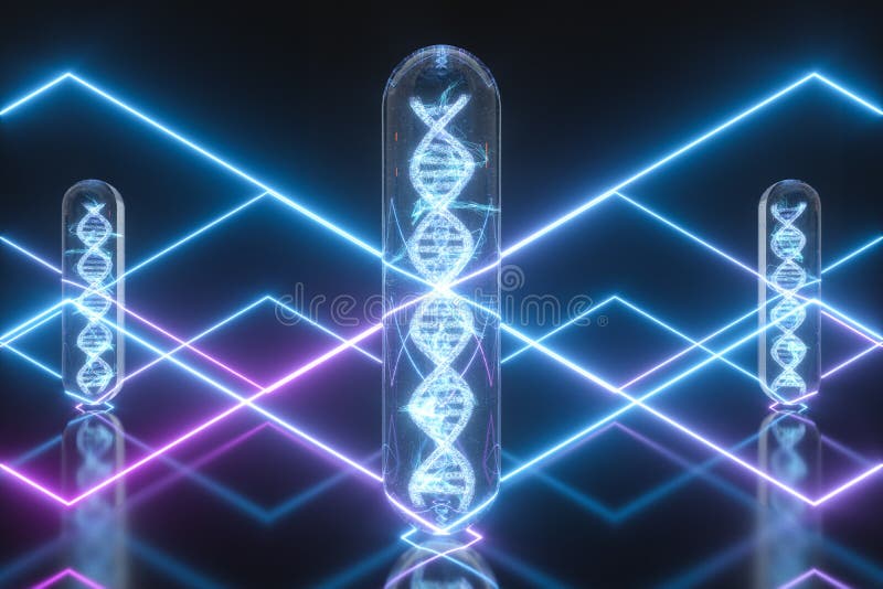 Test Tube and Chromosomes, DNA and Genes,3d Rendering Stock ...