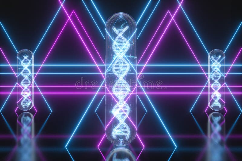 Test Tube and Chromosomes, DNA and Genes,3d Rendering Stock ...
