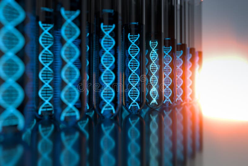 Test Tube and Chromosomes, DNA and Genes,3d Rendering Stock ...
