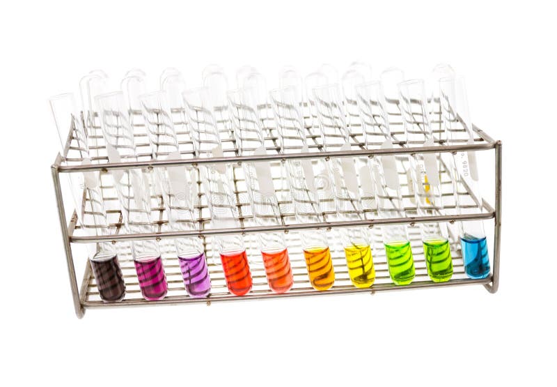 Test Tube with Color Solution in Rack Stock Image - Image of study ...